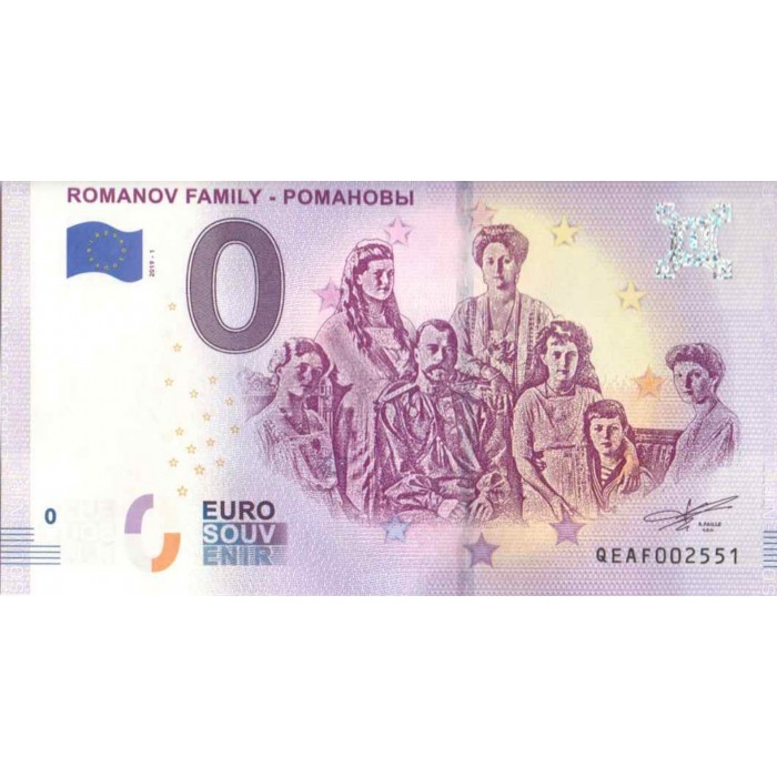 Rusija 2019 - 0 Euro Bankovec - Romanov Family - UNC