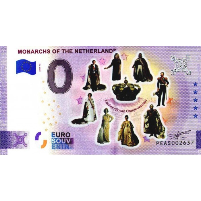 Nizozemska 2020- 0 Euro Bankovec - Monarchs Of The Netherlands - barvni ...